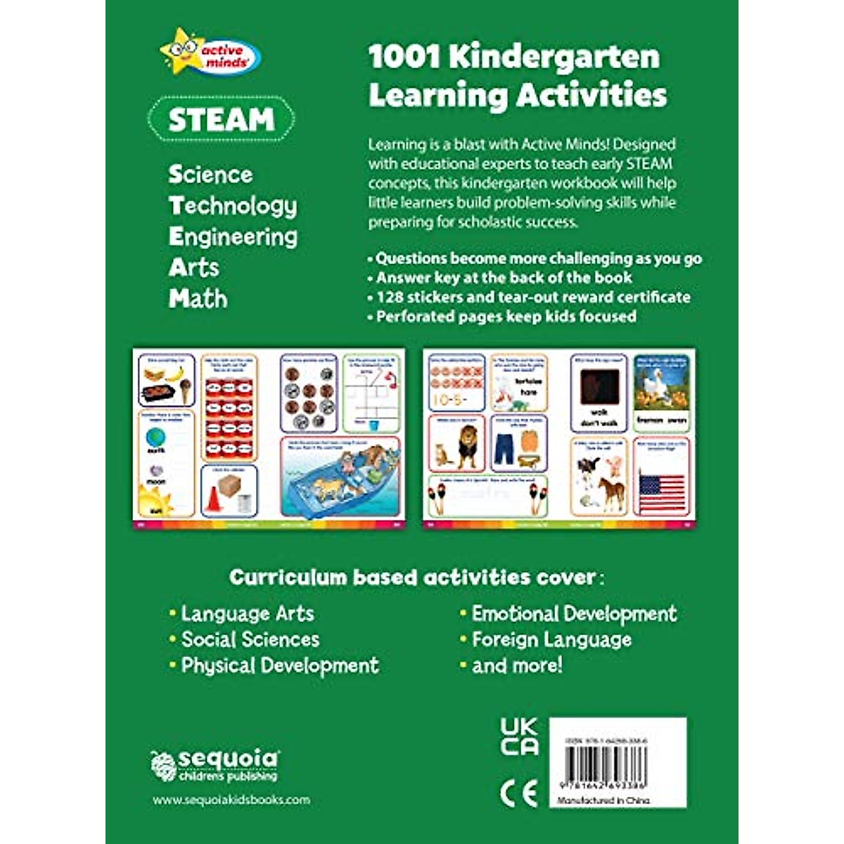 1001 STEAM Kindergarten Activity Workbook: Practice Sight Words, Phonics, Numbers, Math, Art, and More | Reading and Writing Skills - 320 Pages (Ages 4 and Up) (1001 Activity Books)