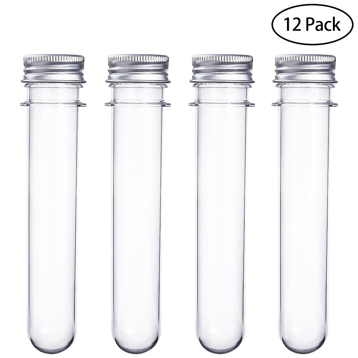 UEETEK 12pcs 40ml Plastic Test Tubes with Screw Caps(Transparent)