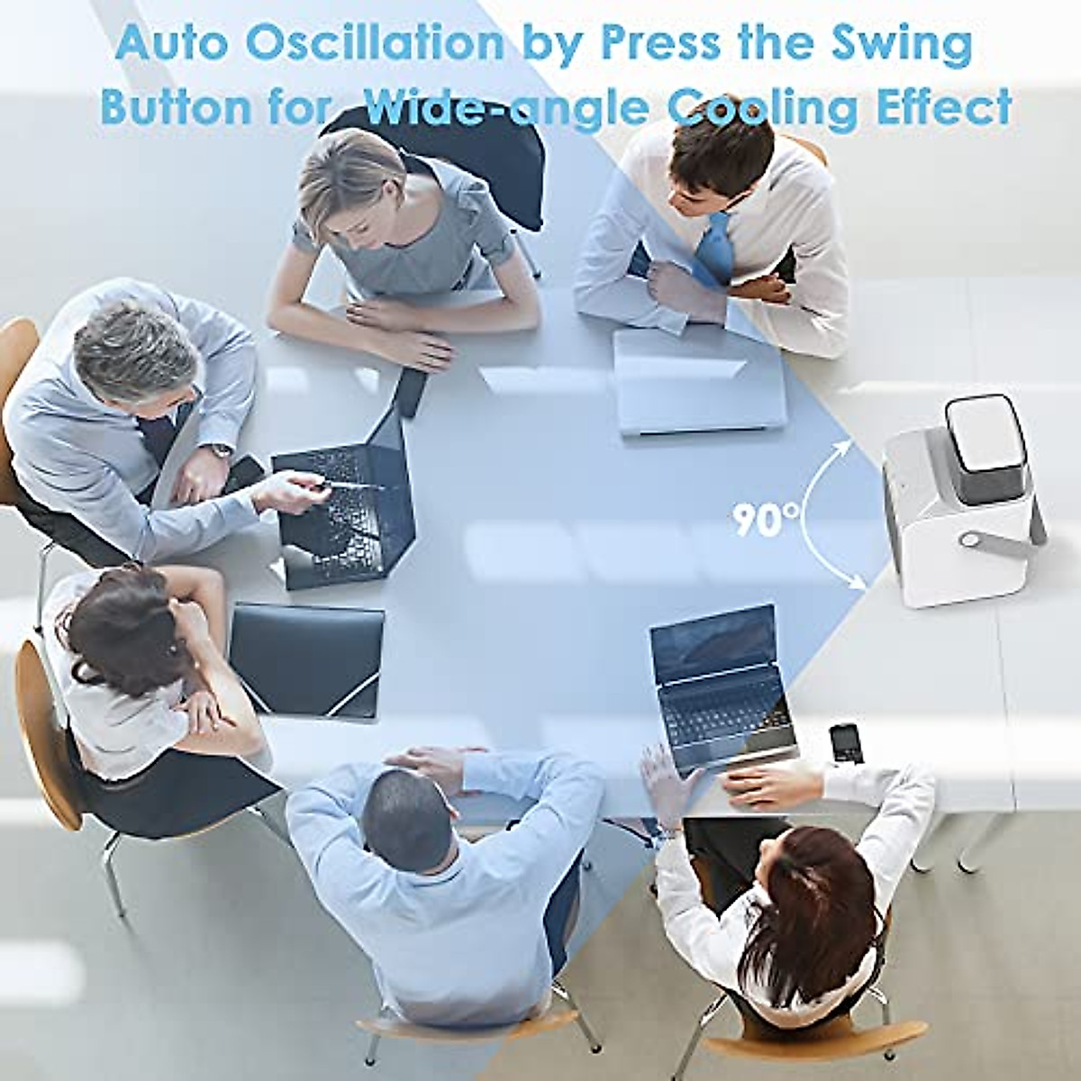 Portable Air Conditioners, Mini Air Conditioner Evaporative Air Cooler 90° Oscillating with 7 LED Lights, Rechargeable Fans for Room Office Outdoor Car Camping Tent