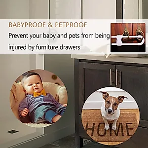 Sliding Cabinet Locks, Child Safety Locks U-Shaped Adjustable Child Proof Locks Multi-Purpose Latches for Drawers Closets Refrigerators Storage Doors Knobs Handles, 4PCS