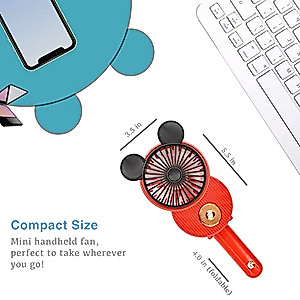 LACOVIA Cute Mickey Misting Mini Fan, Handheld Portable USB Rechargeable Fan with 3 Adjustable Speeds, Foldable Personal Fan For Travelling(White)