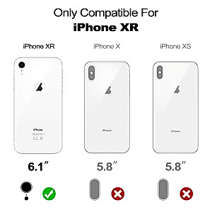 WeLoveCase iPhone XR Wallet Case Defender Wallet Design with Card Holder and Hidden Back Mirror Three Layer Heavy Duty Protection Shockproof All-Round Armor Protective Case for iPhone XR Mint Green