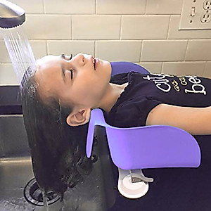 Shampoo Buddy Portable Hair Wash Basin for Children, Toddlers, Kids, Teens | Portable Shampoo Bowl for use on Bathtub or Sink | Hair Washing Basin for Kids| Tear-Free Rinser for Children (Purple)