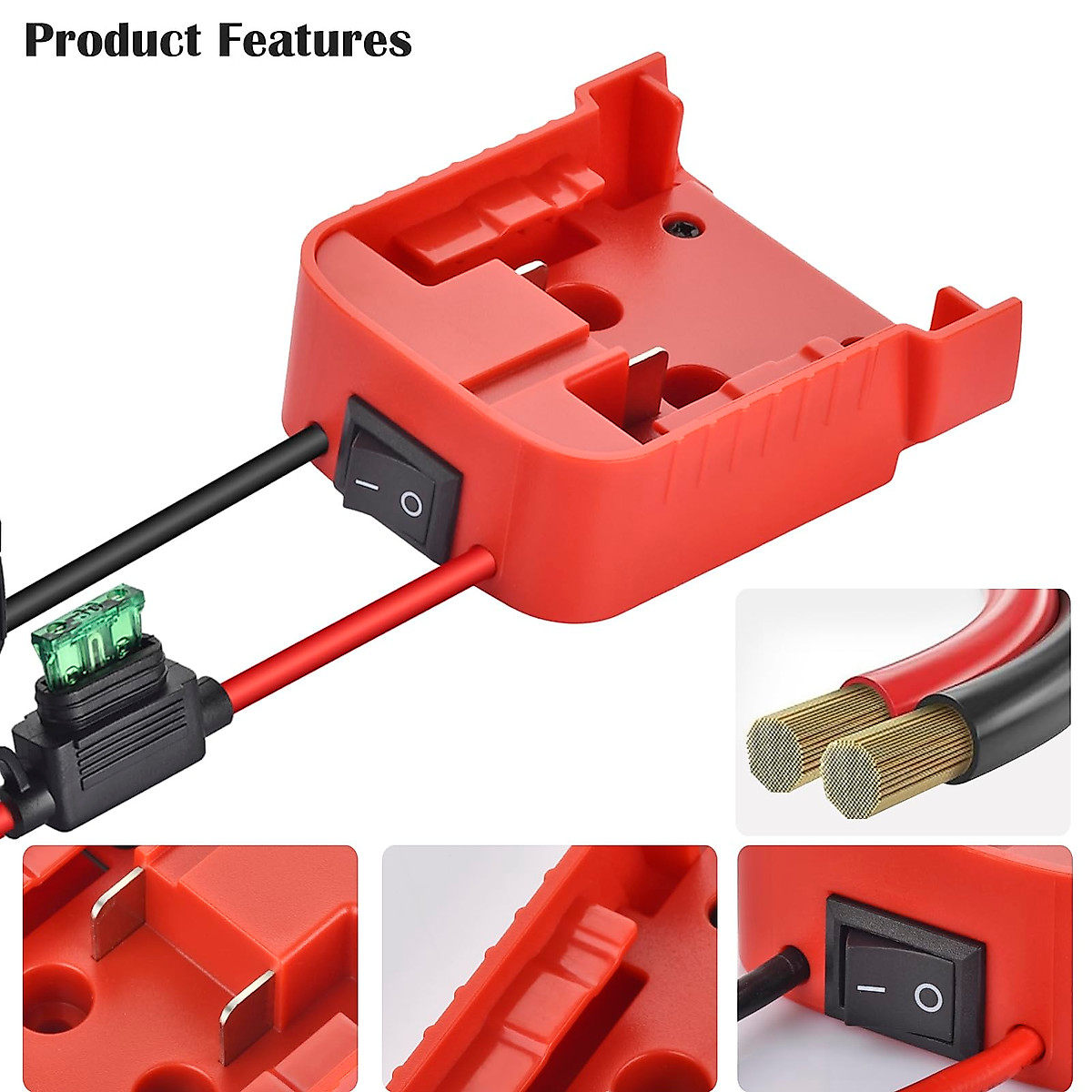 2 Pack Power Wheels Adapter for Milwaukee M18,18V Power Wheels Battery Conversion Kit with Switch, Fuse & Wire Terminals, 12AWG Wire, Power Connector for DIY Rc Car Toys and Robotics