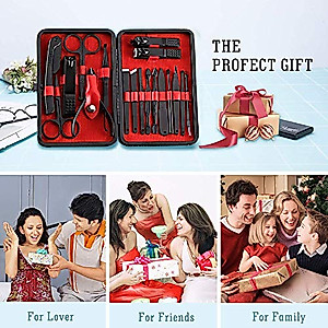 24&9 PCS Premium Nail Clipper Set,QIYAGE Nail Clippers（Black）, Nail Care Tools with Luxurious Portable Travel Case,Professional Grooming Gift Kit, Pedicure Kit, Stainless Steel Facial, Cuticle