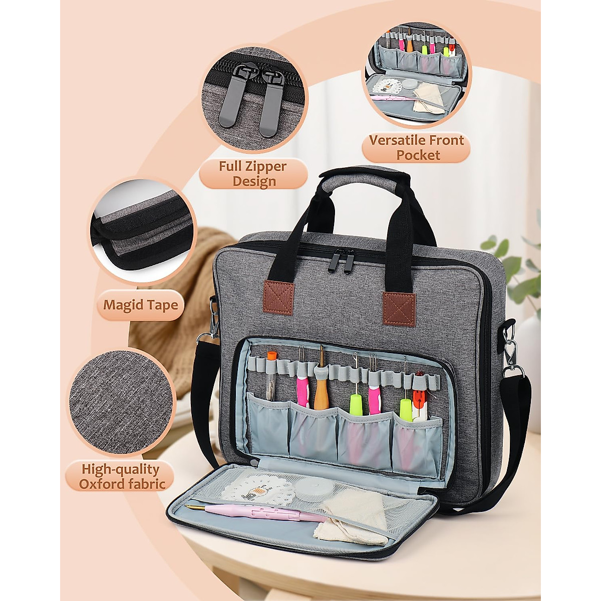 Coopay Hand-held Protective Bag Box for A4 5D DIY Diamond Painting Light Pad, Lots of Pockets & Slots, Waterproof Craft Totes Organizer for Diamond Painting Kit - Ideal Gift for Artists & Beginner