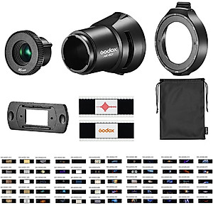 Godox AK-R21 Flash Projector, Flash Split Focalize Conical Snoot Optical Condenser with AK-S Slide Set (60pcs) for Fresnel Head for Godox AD100, AD100Pro, V1 Flash, Godox H200R Ring Flash Head