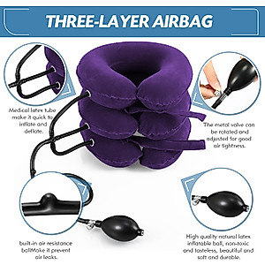 Jaximy Neck Stretcher for Neck Pain Relief, Cervical Traction Device, Neck Traction Device, Adjustable Inflatable Neck Brace & Cervical Neck Traction Device Home Use Decompression(Purple)