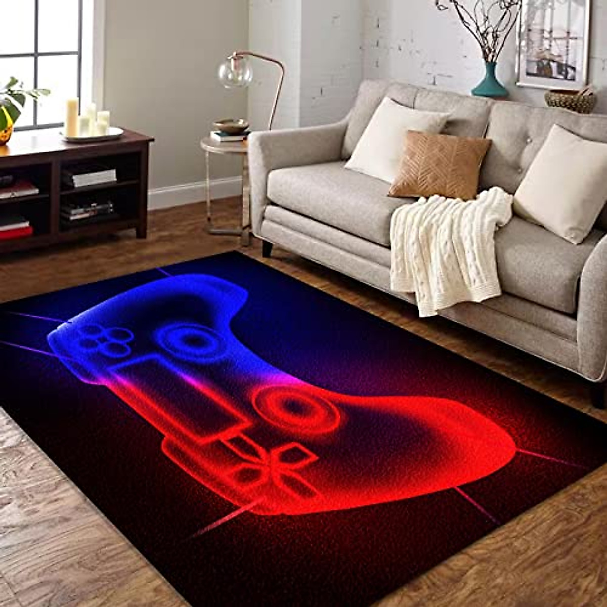 Gaming Rugs for Boy's Bedroom​ Ultra Soft Rugs for Bedroom ​Applies to Teens for Girls Kids Room Crystal Velvet Gamer Rug Indoor Floor Sofa Rugs for Living Room ​Game Room Decor