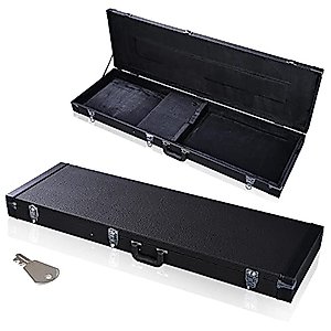 ZeHuoGe Electric Guitar Hard Case Electric Guitar Wooden Hard Shell Lockable Black (Black for Electric Bass Guitar)