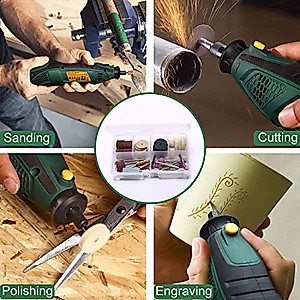 TECCPO Rotary Tool Kit 1.5 amp, 6 Variable Speed with Flex shaft, Universal Keyless Chuck, 84 Accessories, Cutting Guide, Auxiliary Handle and Carrying Case, Multi-functional for Crafting Projects