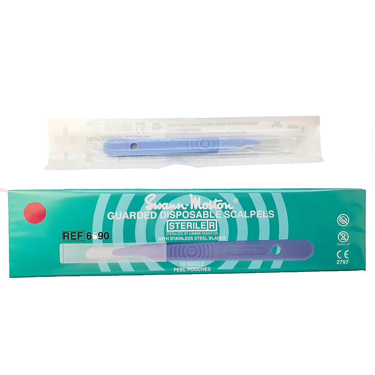 Swann-Morton® #10R Sterile Disposable Scalpels with Blade and Guard