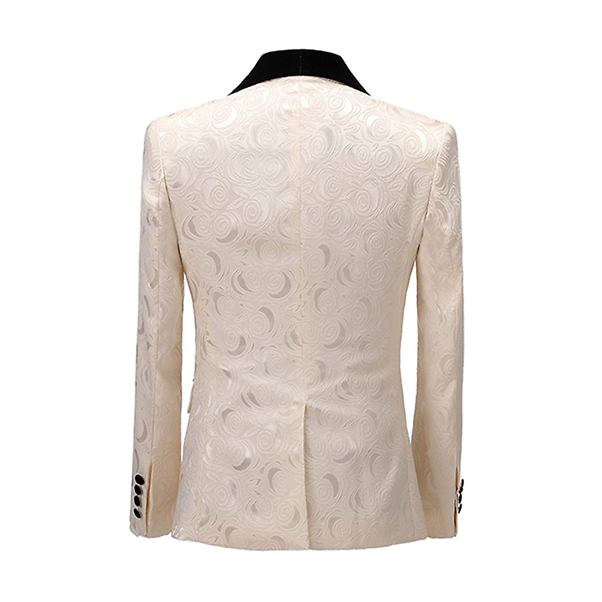 Wemaliyzd Men's Classic Fit 2 Piece Jacquard Wedding Suit Blazer Patterned Tux Jacket Pants FZ073-BT(Champagne,46L)