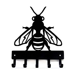 The Metal Peddler Honey Bee Key Rack Hanger - Small 6 inch Wide - Made in USA; Wall Mount