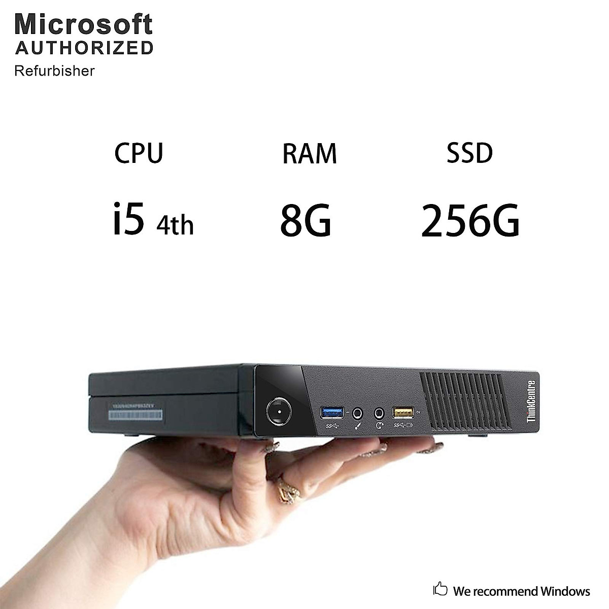 Lenovo ThinkCentre M83 Tiny Desktop PC Computer Package, Intel Quad Core i5-4590T, 8G, 256G SSD, USB 3.0, VGA, DP, 20 Inch LCD Monitor(Brands May Vary), Keyboard, Mouse, Win 10 Pro (Renewed)