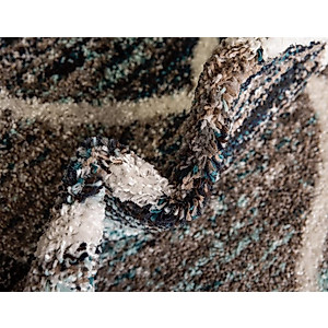 Unique Loom Trellis Frieze Collection Area Rug - Rounded (8' x 10', Blue Multi/ Ivory)