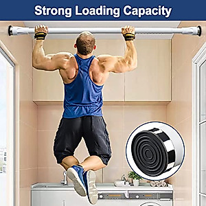 Closet Rod for Hanging Clothes,31 to 46 Inch Adjustable Heavy Duty White Tension Rod for Wardrobes, Laundry Room, Shoe Cabinets