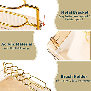 BREIS Makeup Organizer for Vanity,2-Tier Large Bathroom Countertop Cosmetic Storage with Makeup Brush Holder for Skincare Perfume Nail Polish and Toiletries Organizers(Amber)