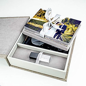 Flashscot Custom USB Gift Box for Photographers and Presentation of Photos - Light Gray Impression - 4"x6", 8GB USB