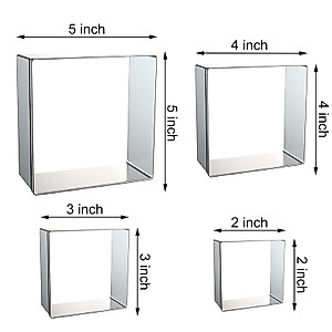 Square Cookie Cutter Set Large - 5 Inch, 4 Inch, 3 Inch, 2 Inch - Geometric Cookie Cutters Shapes Biscuit Molds - Stainless Steel