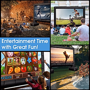 Tangkula 15 FT Inflatable Projector Screen, Blow Up Mega Movie Screen with Air Blower, Storage Bag, Ground Stakes, Easy Set up, Front & Rear Projection for Home Theater Backyard Outdoors