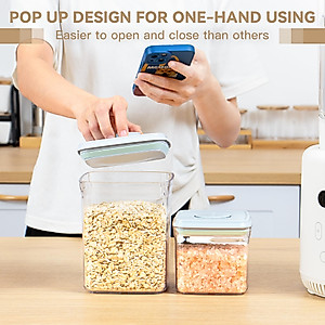 Uamector 1.2Qt Pop Container Perfect for 1Lb Brown Sugar, Airtight Food Storage Containers, BPA-Free Air Tight Stackable Dry Cereal Container, Pantry Organization