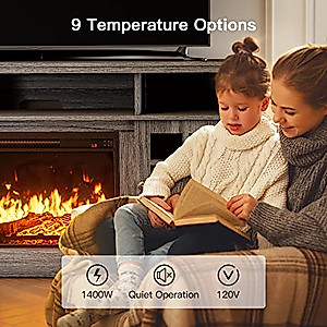 Pipishell Fireplace TV Stand with 23 inch Fireplace for up to 70 inch TVs, Electric Fireplace TV Stand Holds up to 200 lbs, Fireplace Entertainment Center TV Console Table with Open Shelves, PIWFS01G