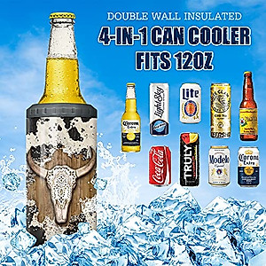 SANDJEST Personalized Cow Tumbler Cowgirl 4 in 1 16oz Tumbler Can Cooler Coozie Stainless Steel Tumbler Gift for Women Girl Daughter Sister Animal Lovers Christmas Birthday