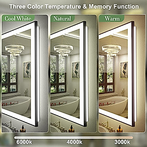 CHARMOR 40x32 Led Lighted Bathroom Mirror, Dimmable Framed Vanity Mirror with Lights, Backlit and Front Lighted Mirror for Wall, Anti-Fog(Horizontal/Vertical)