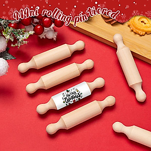 20PCS Mini Rolling Pins for Crafts, Small Wooden Dough Roller for Children in the Kitchen Baking and Imaginative Play, Wooden Tiered Tray Decorative for Halloween and Christmas Presents (4.1 Inches)