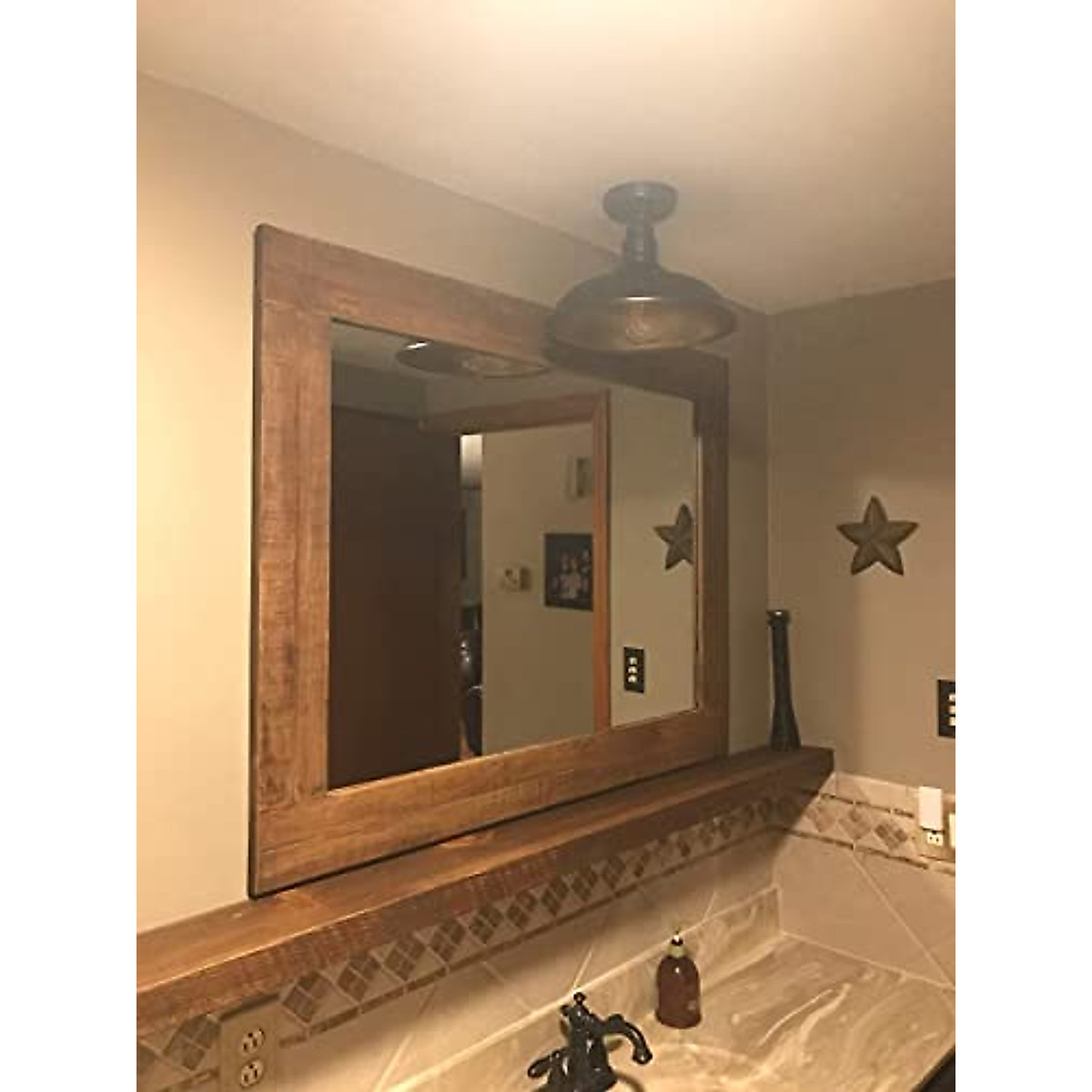 Joel's Antiques Floating Wall Shelf - 72-Inch Wood Decor & Long Shelf for Fireplace Mantel, Bookshelf, & Farmhouse - Wall-Mounted Rustic Stand, Wooden Hanging Display - Medium Brown, 72" x 6" x 2"