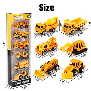 Alloy Truck Mini Pocket Size Construction Models Play Vehicles Toy Trucks for Boys Age 2 3 4,Kids Party Favors Cake Decorations Topper Birthday Gift,6Pcs Set
