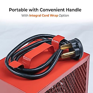 Comfort Zone Electric Fan-Forced Industrial Garage, Workshop Utility Space Heater, Thermostat Control, Heavy Gauge Steel, Carry Handle, Rubber Feet, NEMA 6-30P, & Overheat Protection, 4,800W, CZ290