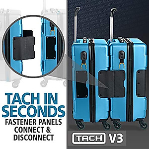 TACH V3 Hard Shell Carry On Luggage 22x14x9 | Carry on Luggage with Spinner Wheels & Patented Built-In Connecting System | One Piece Rolling Suitcase Links 6 Bags At Once (Blue)
