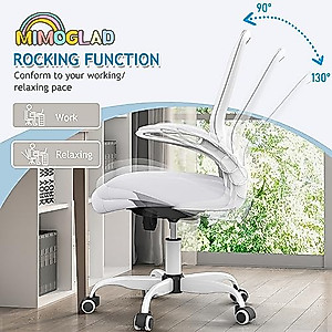Mimoglad Home Office Chair, High Back Desk Chair, Ergonomic Mesh Computer Chair with Adjustable Lumbar Support and Thickened Seat Cushion (Modern, Ivory White)