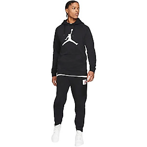 Nike Men's Air Jordan Pullover Hoodie Sweatshirt (Black/White/Jumpman Logo, Medium)