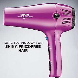 Conair Hair Dryer with Retractable Cord, 1875W Cord-Keeper Blow Dryer