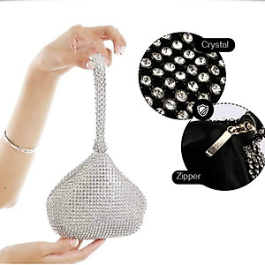 Kbinter Fashion Women Bridesmaid Lady Girl Bride Glitter Evening Clutch Bag for Prom Cocktail Party Wedding1920s Style (Silver)