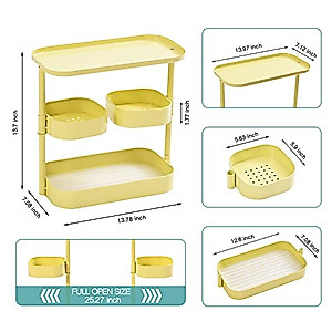 KINGRACK 3-Tier Bathroom Counter Organizer With Rotate Basket,Makeup Shelf Organizer,Bathroom Vanity Accessorie Organizer,Bathroom Counter Holders,Yellow