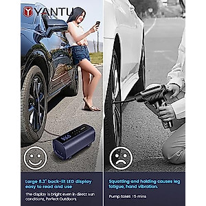 YANTU Cordless Tire Inflator Portable Air Compressor,12V Tire Pump Battery Powered, Dual Cylinder 2X Inflation, Air Pump for Inflatables with 8.3Inch Digital Large Screen for Off-Road/SUV/Pickup