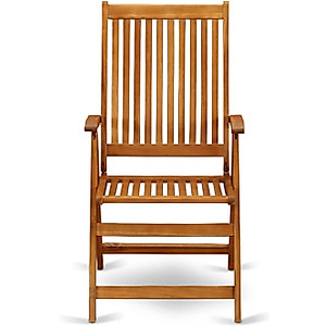 TisYourSeason Solid Wood 5 Position Folding Chair with Arm Rest in Natural Oil Finish Set of 2