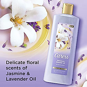 Caress Body Wash for Women, Jasmine and Lavender Oil, Shower Gel Moisturizing Body Wash Leaves Skin Feeling Instantly Pampered, 18.6 oz 6 Pack