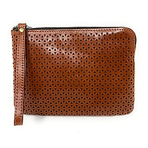 Patricia Nash Perforated Leather Cassini Wristlet, Tan