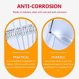 Gadpiparty Cleaner Hanging Container Barrel for Holder Metal Stand Art Bucket Tank Useful Painting Pen with Washer Oil Paintbrush Watercolor Paint Hanger Cleaning Brush Calligraphy Drying