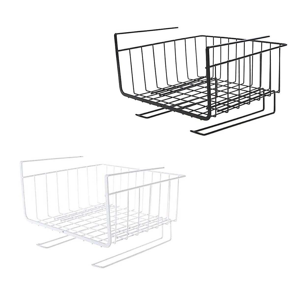 Under Cabinet Storage Shelf, Durable Rust Proof Metal Hanging Wire Basket for Kitchen Office Cabinet (Black)