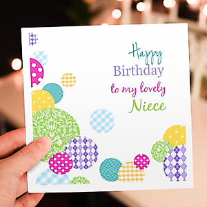 Happy Birthday my lovely Niece - colorful dots on white - Greeting Card, 6 x 6 inches, single (gc_165143_5)