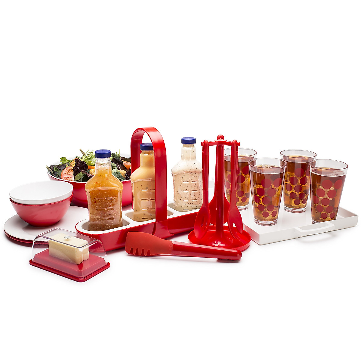 Zak Designs, White Large Rectangle Meeme Melamine Serving Tray, Easy to Hold with Modular Design, Perfect Kitchen Dinnerware for Indoor/Outdoor Activities