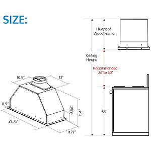 IKTCH 30 inch Built-in/Insert Range Hood 900 CFM, Ducted/Ductless Convertible Duct, Stainless Steel Kitchen Vent Hood with 4 Speed Gesture Sensing&Touch Control Panel(IKB01-30)