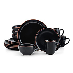 Pfaltzgraff Hunter 16 Piece Dinnerware Set, Service for 4, Black
