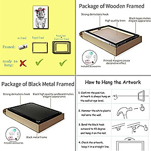 Black and White Dinosaur Art Print Girls Nursery Wall Art Canvas Painting Farm Animal Nordic Poster-08x12inch(20x30cm)-Wooden Framed